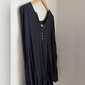 Free People | Dresses | Free People Beach Long Sleeve Black Mini Dress ...